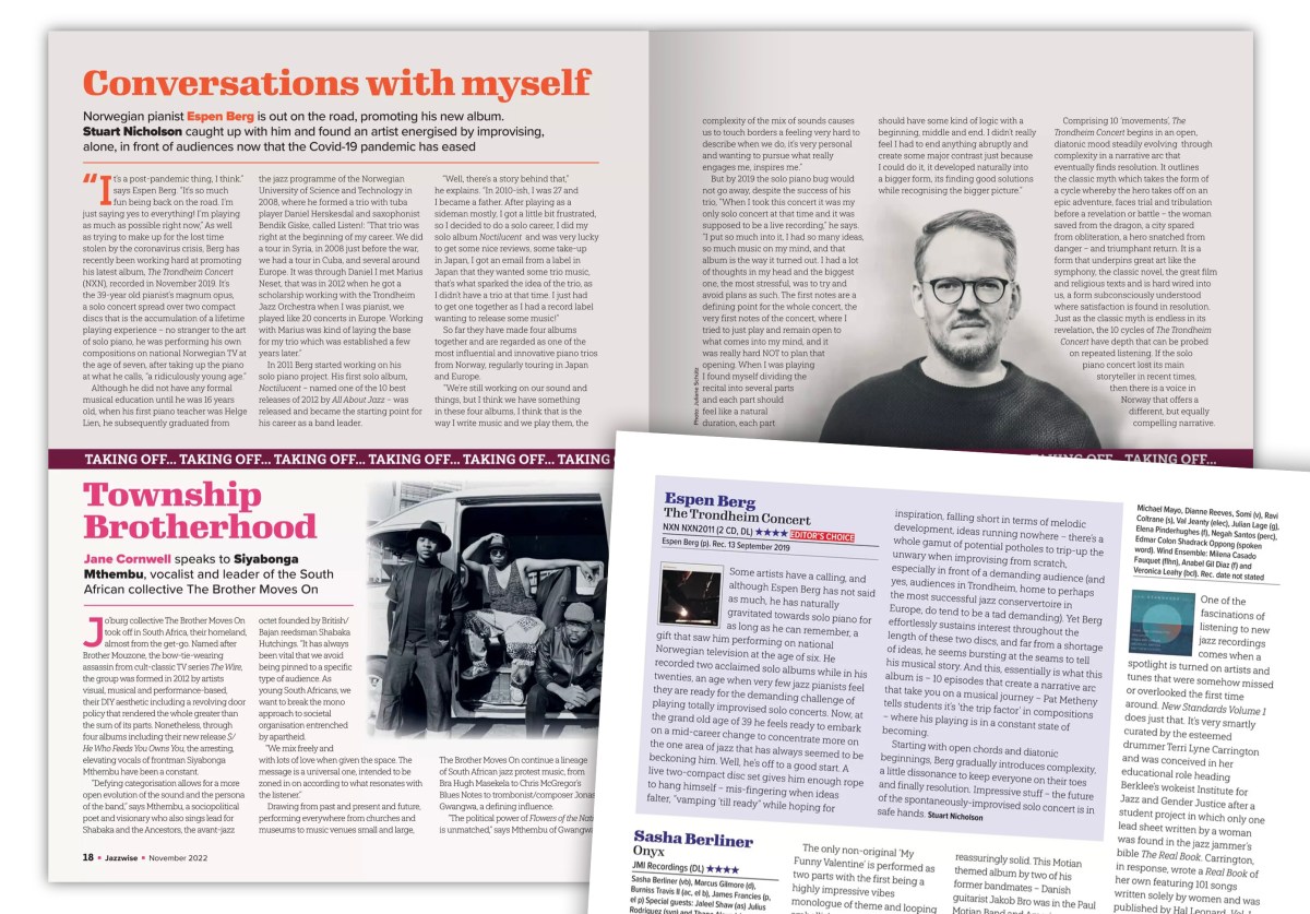 Review and feature in Jazzwise (UK)! – ESPEN BERG